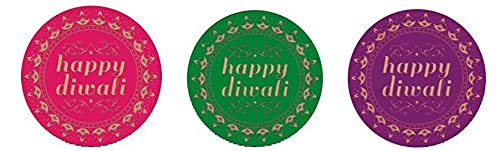 60 Stickers Happy Diwali Gold Foiled Stickers 3.8cm Diameter for Diwali ...