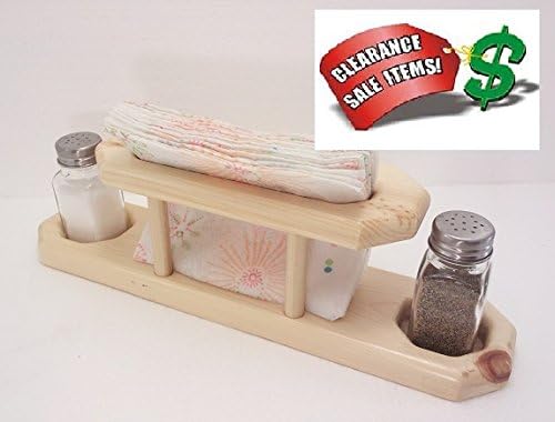 Amazon.com : 3pc Table Caddy Natural Pine Wood - Salt Pepper Napkins ...