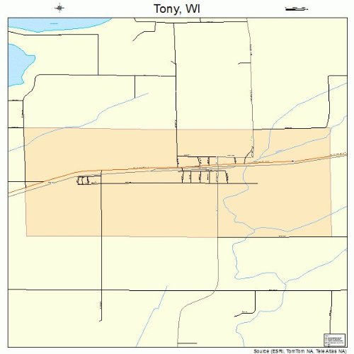 Large Street & Road Map of Tony, Wisconsin WI - Printed poster size ...