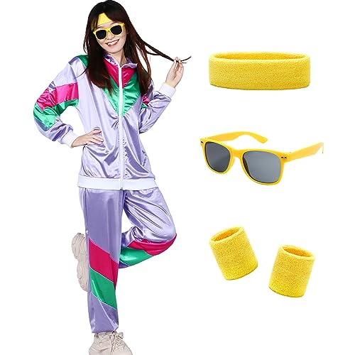 Alaiyaky 80s Shell Suit Costume for Aldult, 80s 90s Fancy Dress Men and ...