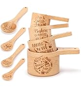 Amazon.com: Bee Wooden Measuring Cup and Spoon Set - 8 Piece Quality ...