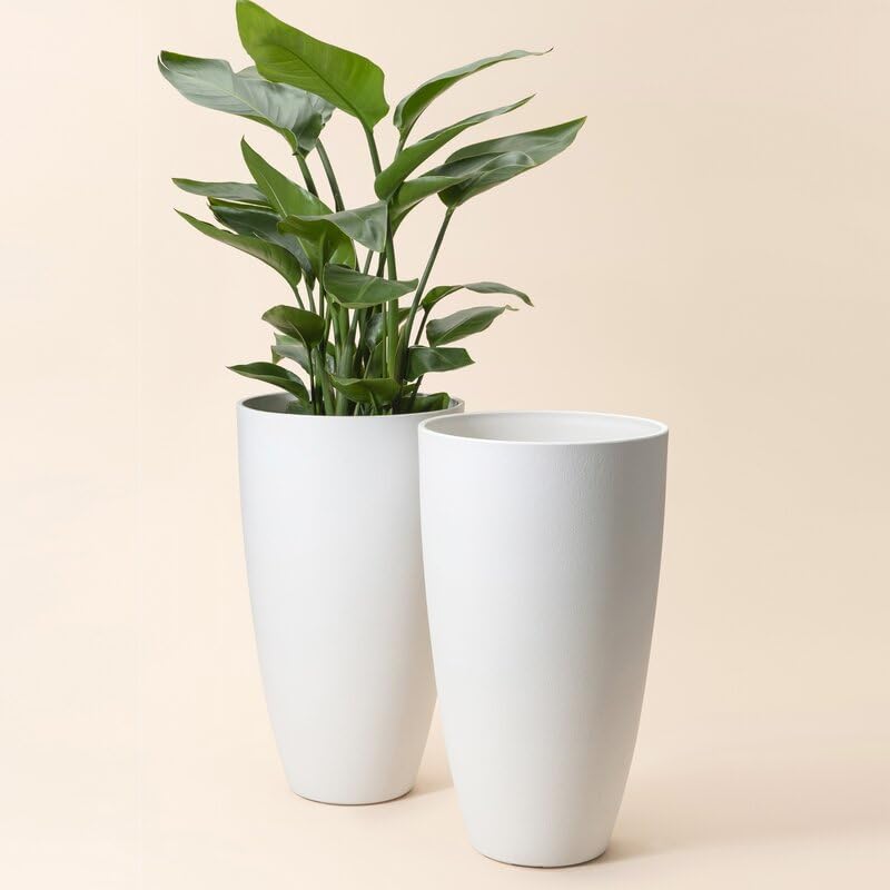 Rukonza Pack Of 2 Fiber Tower Planter - 14 Inch Tall Fiber Tower Pot ...
