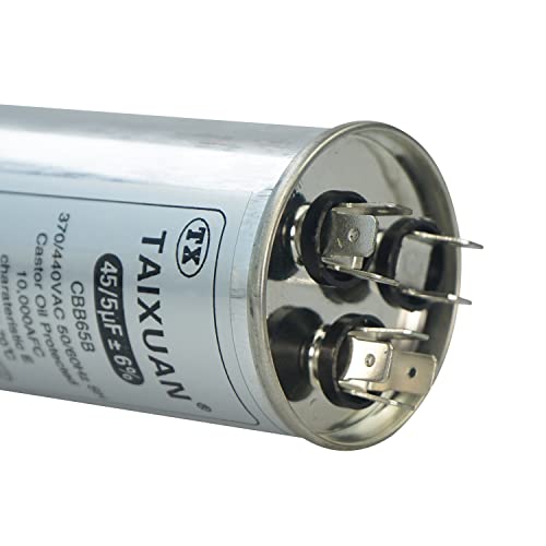 Snapklik.com : 45/5 uF Capacitor 45+5 MFD 370V/440VAC CBB65 Round Dual Run Start AC Capacitors ...