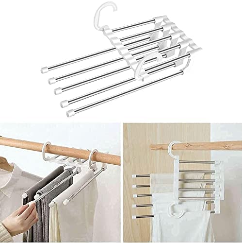 SHAYONAM 5 in 1 ABS Foldable Hangers for Clothes Hanging Multi-Layer ...