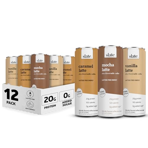 Slate Milk - High Protein Shake, Energy Variety Pack, Mocha Latte ...