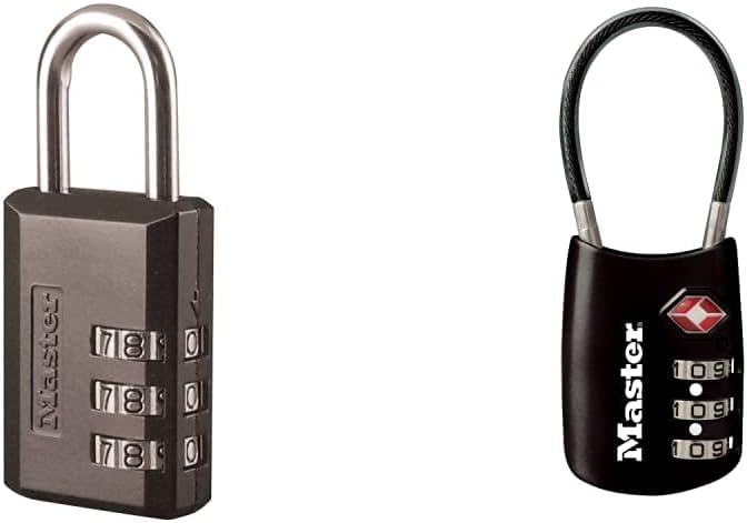 Master Lock 647D Combination Padlock, 1, Black & TSA Set Your Own ...