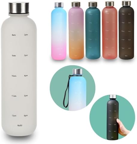 Amazon.co.jp: 【国内検査済】 plumtree 水筒 ウォーターボトル 軽量 1リットル タイムマーカー付き 1000ml (白色 1000ml) : スポーツ＆アウトドア