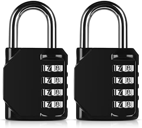 Amazon Basics 4-Digit Combination Padlock, Black, 2-Pack, Combination ...