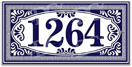 Amazon.com: Blue Floral Filigree House Address Ceramic Tile House ...