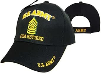 Black USA Army CSM Command Sergeant Major Retired Hat Ball Cap Veteran ...