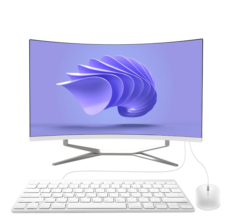 27" Curved Monitor All-in-one Desktop Computer, N100 Quad-Core PC, 8G ...