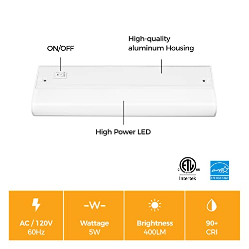 Snapklik.com : LED Under Cabinet Lights Hardwired Only, 5W 400lm Direct ...