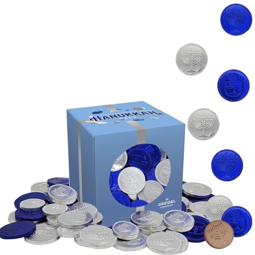 Hanukkah Chocolate Coins, Belgian Blue and Silver Milk Chocolate Coin ...