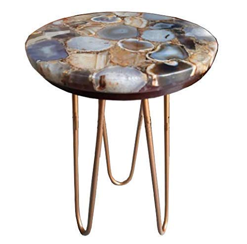 Amazon.com: Agate Table With Metal Stand, Natural Agate Table, Round ...