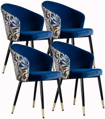 Amazon.com - Set of 4 Velvet Dining Chairs with Metal Legs ...