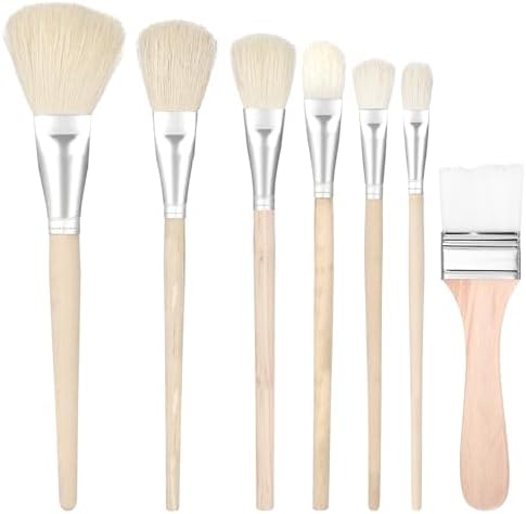 cobee 7 Pcs Mop Brush, Acrylic Paint Brushes Blending Brush With Wooden ...