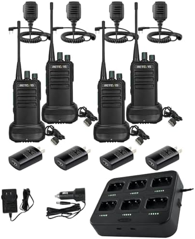 Amazon.com: Retevis RB29 2 Way Radio(4 Pack) Bundle with Six Way ...