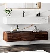 Amazon.com: DWVO 48 Inch Floating Vanity Bathroom Wall Mounted Bathroom ...