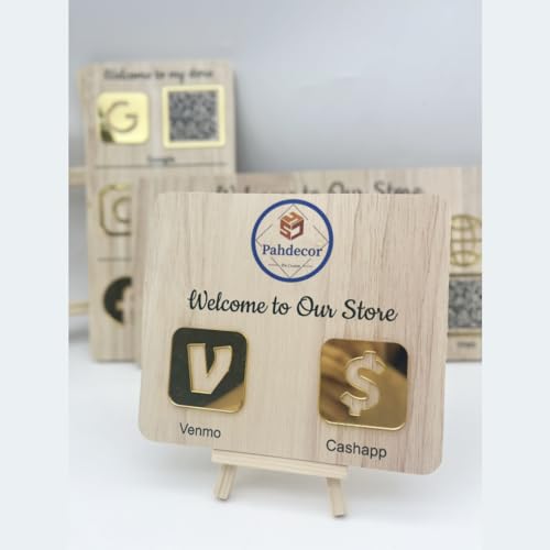 Pahdecor Personalized Wooden Multi Business QR Code Sign QR - Want It All
