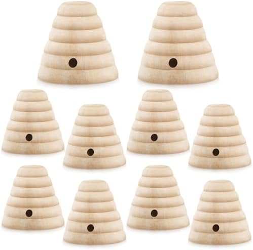 Amazon.com: GlikCeil 10 Pcs Wood Bee Hive Decor Unfinished Wood ...
