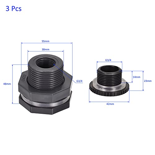 M METERXITY 3 Set PVC Bulkhead Fitting – Threaded Bulkhead Water Tank ...