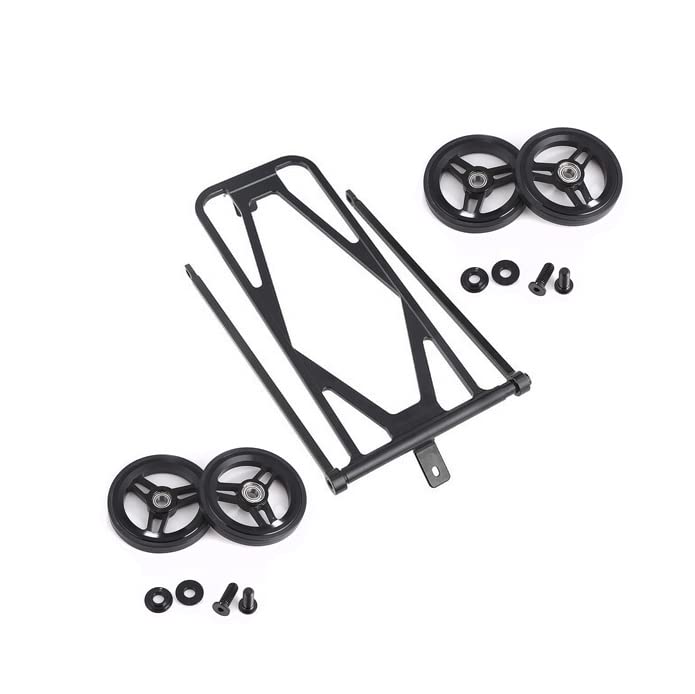 Super Lightweight Rack for BROMPTON 177 g only BLACK (Rack + 4 wheels ...