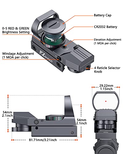 Snapklik.com : EZshoot Red Green Dot Gun Sight Scope Reflex Sight, 4 ...