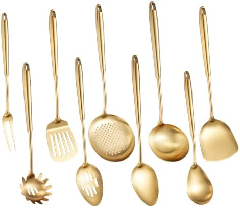 Amazon.com: Gold Kitchen Utensils Set - 9 PCS 304 Stainless Steel All ...