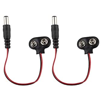 HALJIA 9V Battery Buckle Snaps Power Cable Clip Connector 2.1mm DC Jack ...