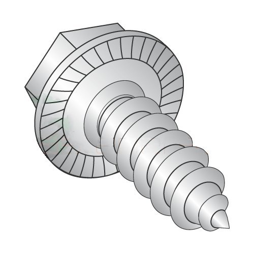 #8 x 1 Type AB Self-Tapping Screws/Unslotted/Hex Washer Head / 18-8 Stainless Steel/Serrated ...