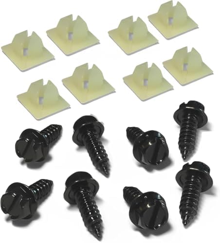 Amazon.com: License Plate Screws Insert Kit - Set of 8 Black Stainless ...