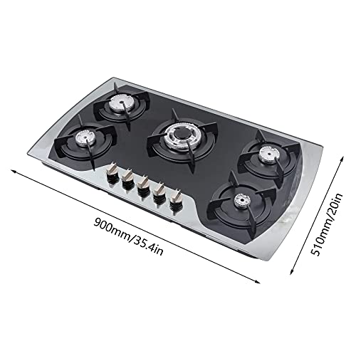 Gbonklong Gas Cooktop Built-in 5 Burner Stove Hob Cooktop, Gas Range ...