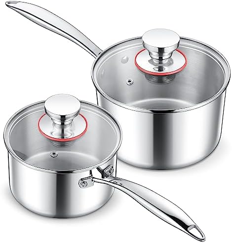 Amazon.com: E-far Stainless Steel Saucepan Set - 2Qt & 3 Qt, Triply ...