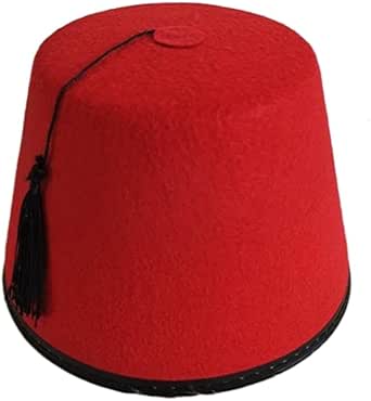 Red Fez Hat Traditional Moroccan Tarboosh Hat Ethnic Felt Beanie Cap ...