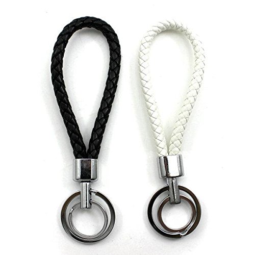 Black and White's Double Ring Rexine Fab Key Chain,Pack of 2 : Amazon ...