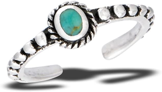 Amazon.com: Sterling Silver Oval Synthetic Simulated Turquoise Bali Toe ...