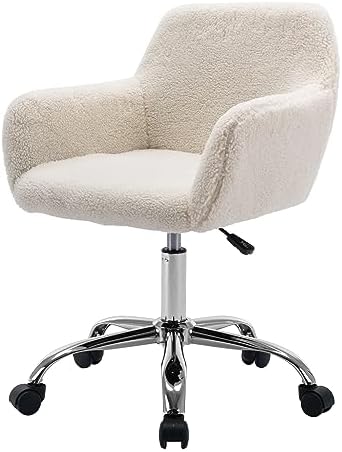 Amazon.com: Home Office Desk Chair Height Adjustable - Faux Fur Desk ...