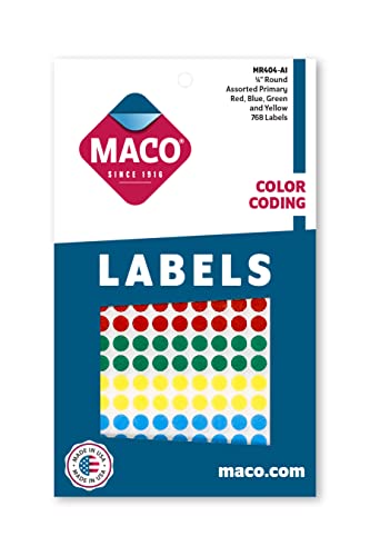 Snapklik.com : MACO Assorted Primary Round Color Coding Labels, 1/4 ...
