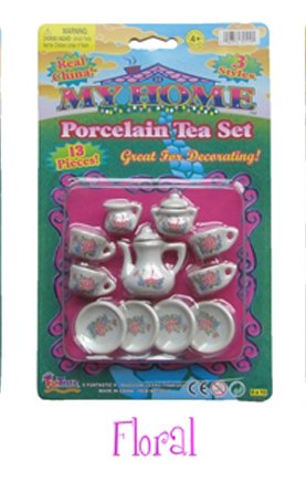 Amazon.com : Tiny Porcelain Tea Set - 13 Piece Miniature Doll Size Tea ...