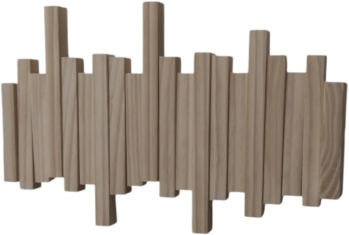 Cabideiro De Parede Madeira Maciça Retratil Minimalista 6 Ganchos 41cm ...