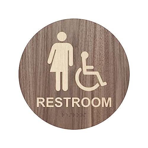 Amazon.com: Gender Neutral Wood Restroom Sign - 9" Size - Unisex Non ...