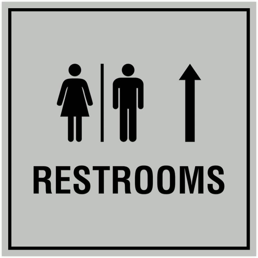 Amazon.com : Square Restrooms Up Arrow Sign (Lt Gray) - Large 2 Pack ...