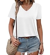 GKBK Womens Short Sleeve T Shirts V Neck Tops Summer Trendy Comfy ...