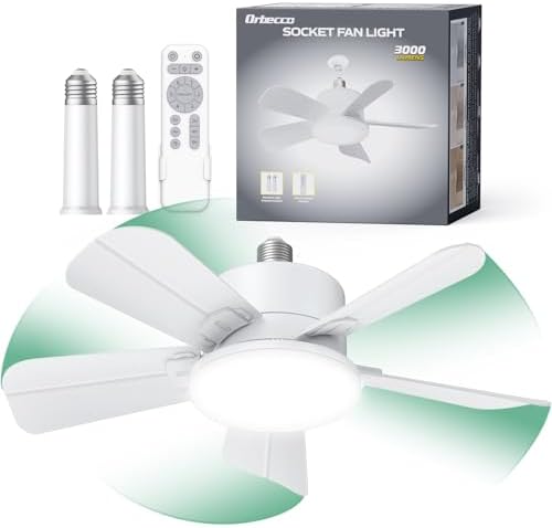 Amazon.com: Wunder Cool Socket Fan Light, Small Ceiling Fans with ...