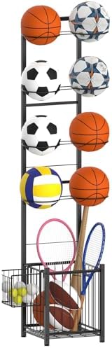 Amazon.com: CADUKE Basketball Storage, Vertical Ball Rack for Garage, 8 ...
