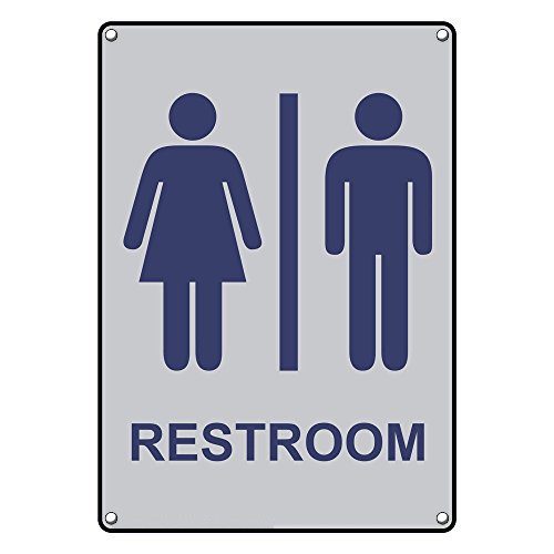 Amazon.com: Weatherproof Plastic Vertical Restroom Sign with English ...