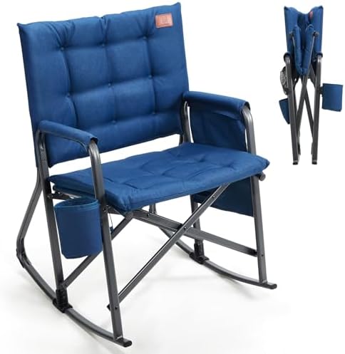 EVER ADVANCED Lightweight Folding Rocking Camping Chair, Padded ...
