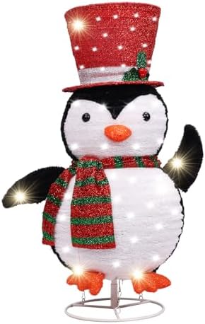 Amazon.com: Lighted Christmas Tinsel Penguin, Pop Up Outdoor Christmas ...