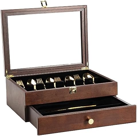 Amazon.com: Wallace Felt Lined Flatware Storage Chest with Drawer, 15 ...