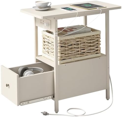Amazon.com: FROMJBEST End Table with Charging Station, Side Table with USB Ports and Outlets ...